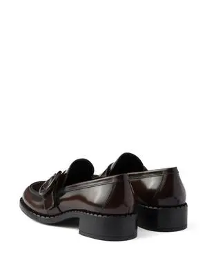 Prada Brushed Fumé Leather Loafers