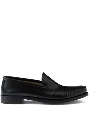 Prada Brushed Fumé Leather Loafers - Black