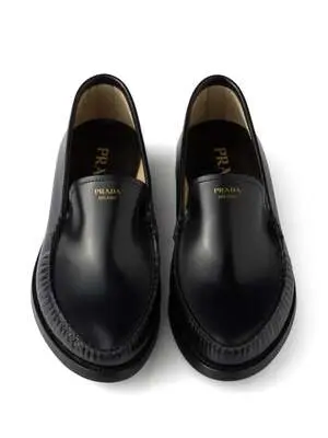 Prada Brushed Fumé Leather Loafers