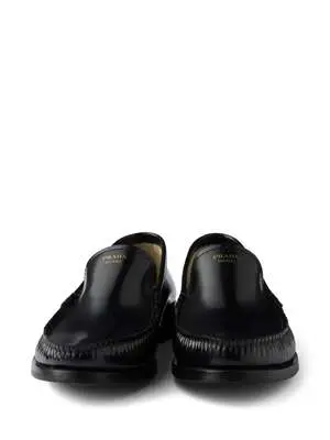 Prada Brushed Fumé Leather Loafers