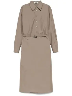 Fendi Poplin Belted Shirt Dress - Multicolor