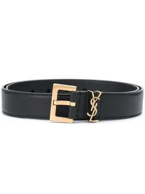 SAINT LAURENT SAINT LAURENT Cassandre Belt With Square Buckle In Smooth Leather