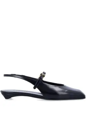 Prada Leather Slingback Ballerinas - Black