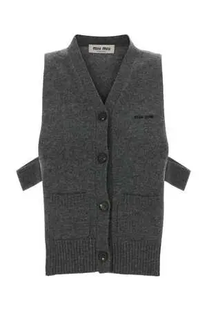 Miu Miu Dark Grey Cashmere Vest - Gray
