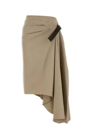 Loewe Beige Gabardine Skirt - Brown