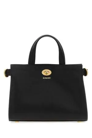 Burberry Leather Medium Cotswolds Check Handbag - Black