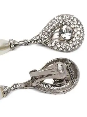 Alessandra Rich Pendant Pearl Earrings - Silver