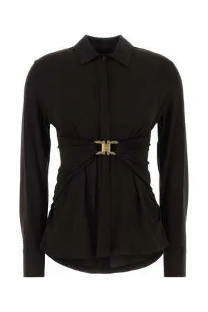 FERRAGAMO FERRAGAMO Dark Stretch Viscose Shirt Brown