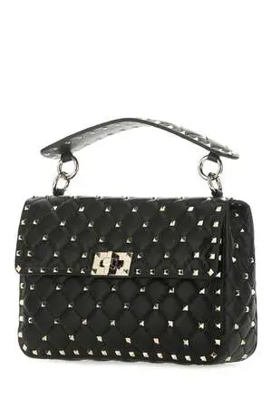 Valentino Garavani Nappa Leather Medium Rockstud Spike Handbag - Black