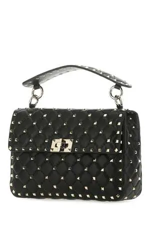 Valentino Garavani Nappa Leather Medium Rockstud Spike Handbag - Black