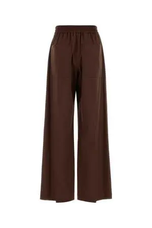 Brunello Cucinelli Chocolate Stretch Wool Blend Wide-leg Pant