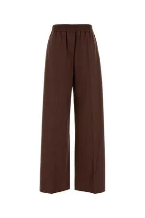 Brunello Cucinelli Stretch Wool Blend Wide-leg Pant - Brown