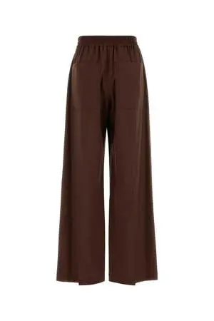 Brunello Cucinelli Stretch Wool Blend Wide-leg Pant - Brown