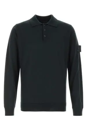 Stone Island Wool Polo Shirt - Black