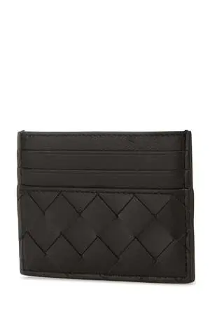 Bottega Veneta Dark Nappa Leather Intrecciato Card Holder - Brown