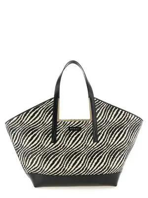 Marni Raffia-effect Waves Shopping Bag - Black