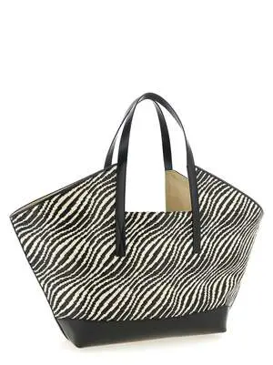 Marni Raffia-effect Waves Shopping Bag - Black