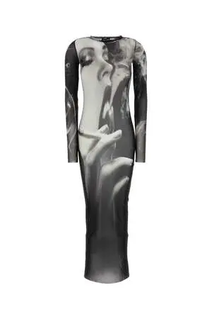 JEAN PAUL GAULTIER Mesh Long Dress Printed Smoking - Multicolor