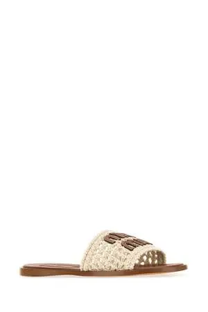 Miu Miu Crochet Slippers - White
