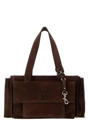 Miu Miu Suede Utilitaire Shopping Bag - Brown