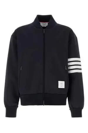 Thom Browne Midnight Stretch Viscose Blend Bomber Jacket - Blue