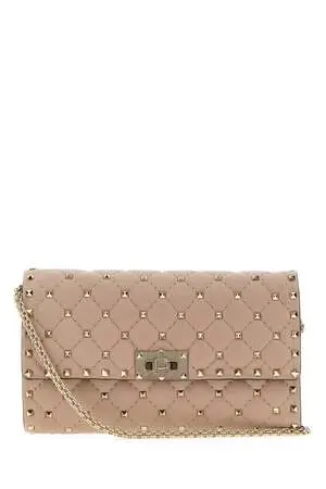 Valentino Garavani Antiqued Nappa Leather Rockstud Spike Clutch - Pink