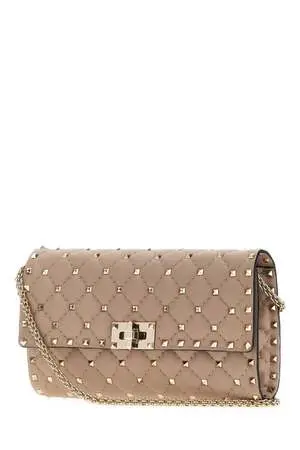 Valentino Garavani Antiqued Nappa Leather Rockstud Spike Clutch - Pink