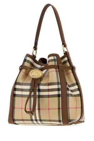 Burberry Coated Canvas Mini Check Bucket Bag