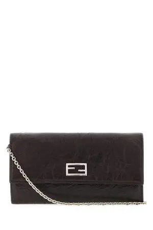 Fendi Leather Tube Wallet - Black