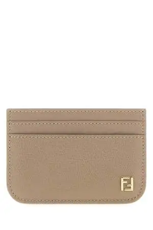 Fendi Dove Grey Leather Ff Card Holder - Gray
