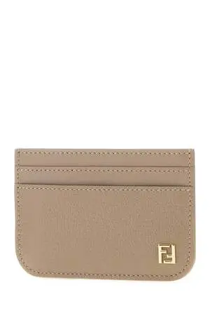 Fendi Dove Grey Leather Ff Card Holder - Gray