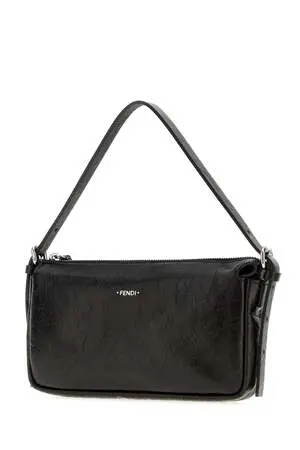 Fendi Leather Mall Handbag - Black