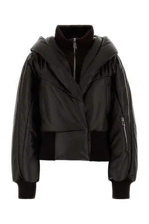 Attico Chocolate Leather Bomber Jacket - Brown