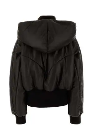 Attico Leather Bomber Jacket - Brown