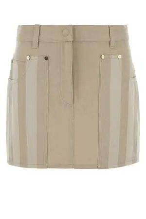 Fendi Beige Drill Mini Skirt - Brown
