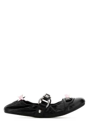 Balenciaga Leather City Ballerinas - Black