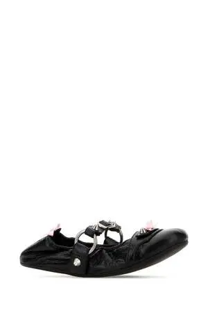 Balenciaga Leather City Ballerinas - Black