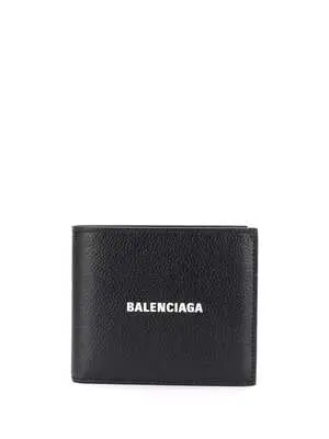 Balenciaga Logo-print Squared Bi-fold Wallet - Black