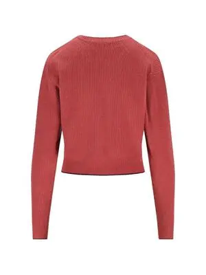 Chloé Cropped Fitted Wool Knit Logo Sweater