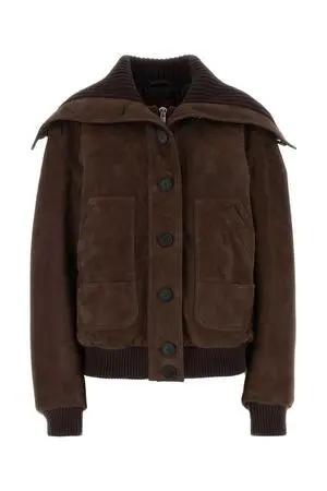 Attico Suede Bomber Jacket - Brown