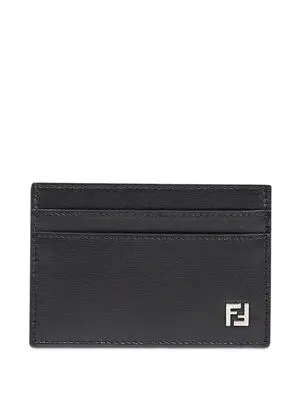 Fendi Ff Squared Leather Card Holder - Black