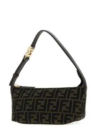 Fendi Embroidered Jacquard Small Vanity Handbag