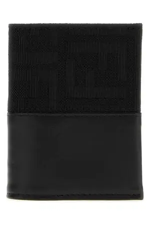 Fendi Jacquard And Leather Ff Card Holder - Black