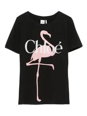 Chloé Printed Cotton Jersey T-shirt - Black