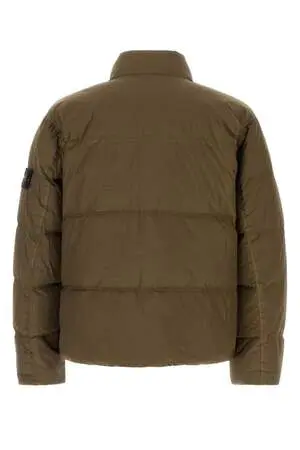 Stone Island Khaki Nylon Down Jacket - Green