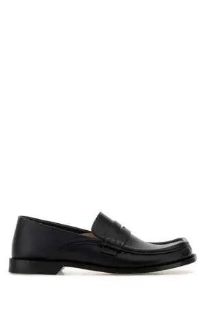 Loewe Leather Campo Flap Loafers - Black