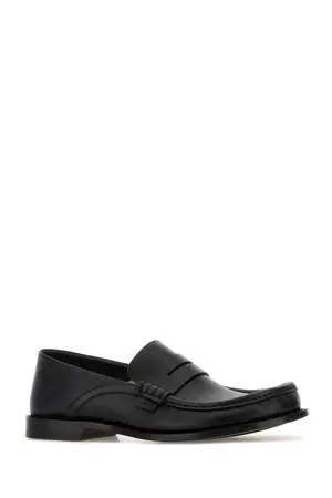 Loewe Leather Campo Flap Loafers - Black