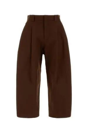 Balenciaga Chocolate Cotton Wide-leg Pant - Brown