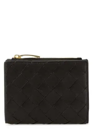 Bottega Veneta Dark Nappa Leather Small Intrecciato Wallet - Brown