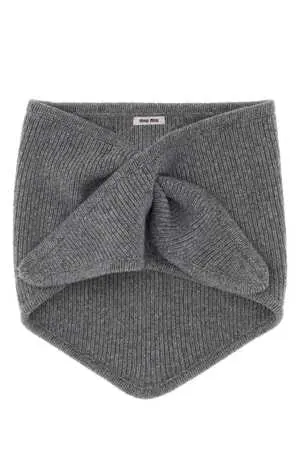 Miu Miu Grey Wool Blend Scarf